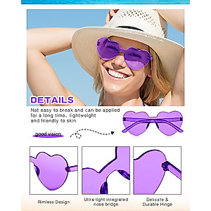 Colzzy 24 Pair Heart Shaped Rimless Sunglasses Transparent Candy Color Frameless Glasses Tinted Eyewear(Bright Colors)
