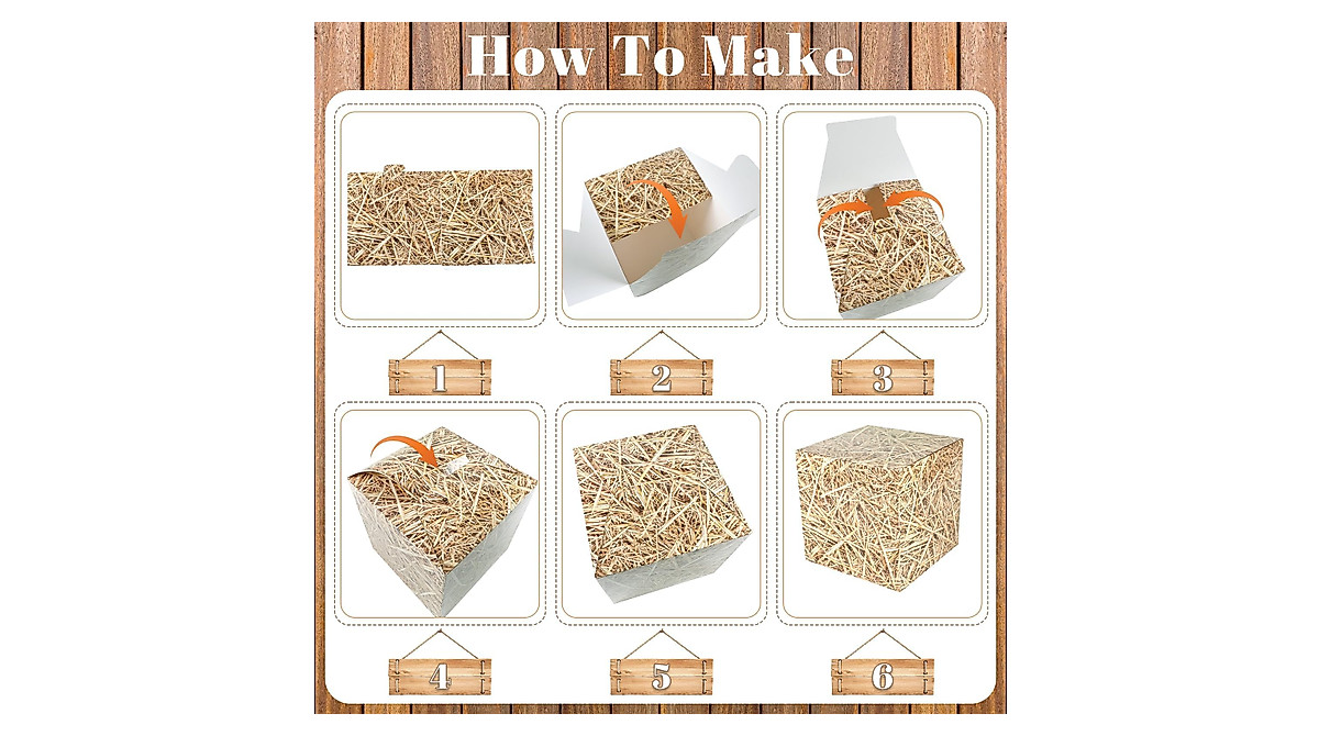 6PC Hay Bales Boxes for Western & Farm Party Decor