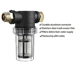 M MINGLE Garden Hose Filter for Pressure Washer Inlet Water, Garden Hose Adapter, 3/4 Inch Brass Connector