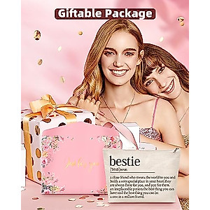 LISEVO Bestie Gifts for Women, Besties Makeup Bag Gift, Cute BestFriend Make Up Bag Presents, Handmade Friendship Cosmetic Bags for Graduation Birthday Valentine Women's Day Easter Christmas