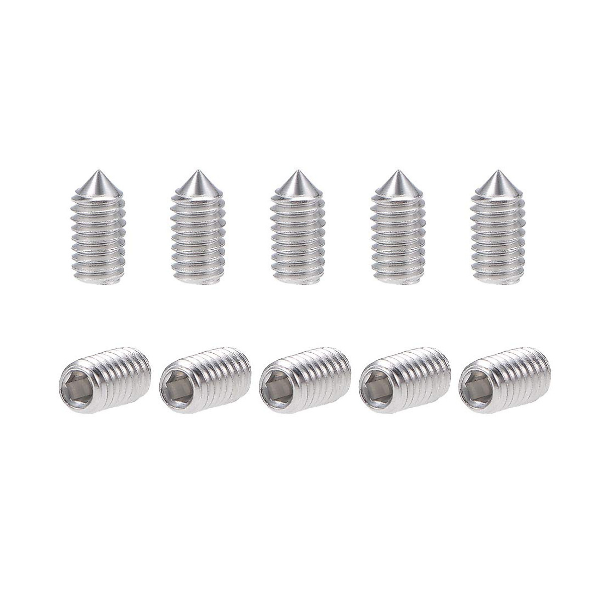 uxcell 50Pcs M3x6mm Internal Hex Socket Set Grub Screws Cone Point 304 Stainless Steel Screw