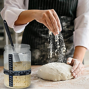 Nolniu Sourdough Starter Jar, 42 oz Large Capacity Sourdough Starter Jar with Date Marked Feeding Band, Sourdough Jar Scraper, Cloth Cover & Metal Lid, Sourdough Starter Kit