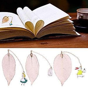CHBC Handmade Lovely Metal Leaf Book Reading Student Stationery Cute Cartoon (Alice)