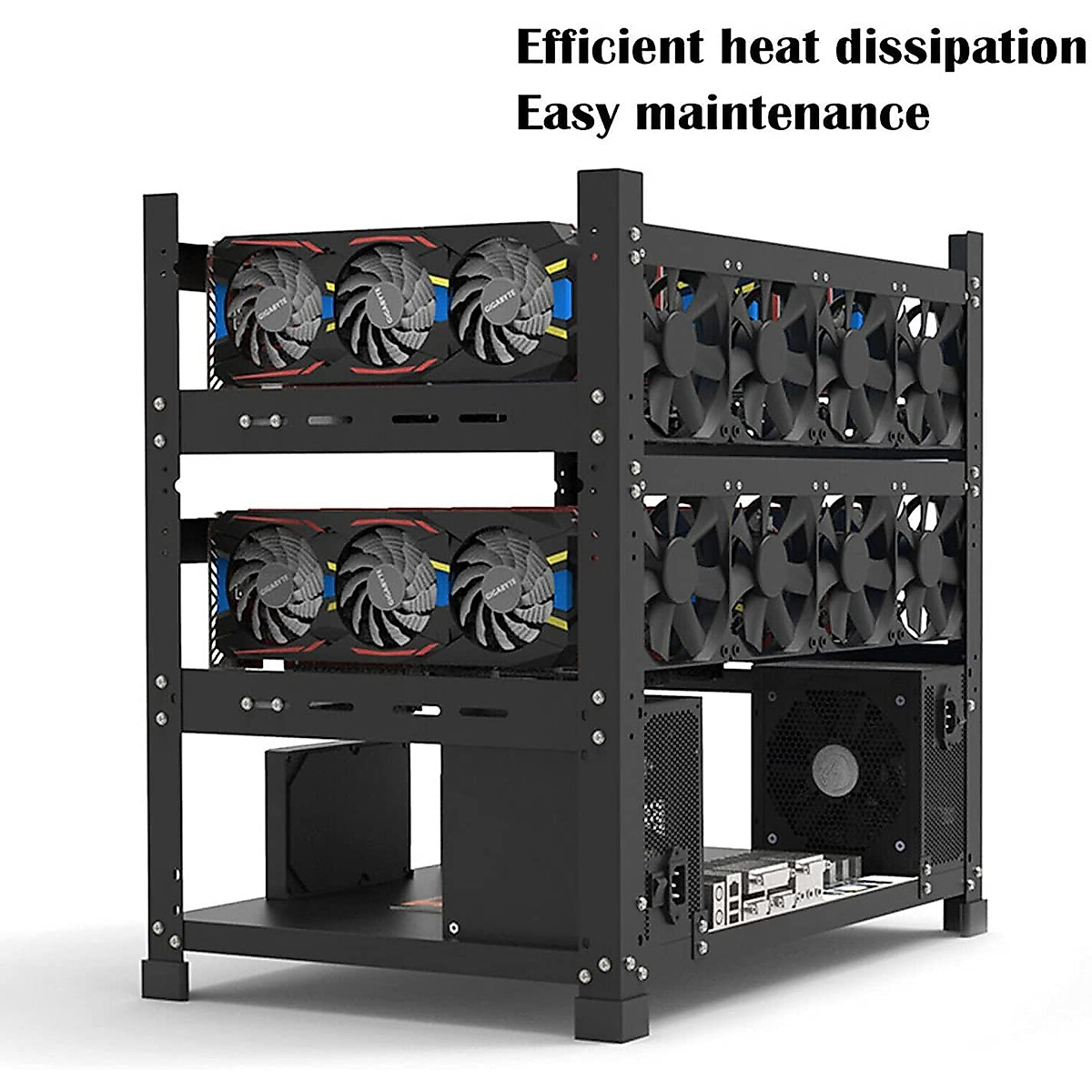 XIANXIAN Mining Rig Frame 12 GPU, Open Air Mining Rig Frame Mining Case Rack Motherboard Bracket Computer Case Support to Dual