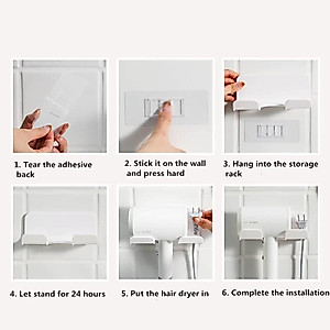 JCYUANI Hair Dryer Holder Wall Mounted Hair Dryer Rack Adhesive Blow Dryer Holder Bathroom Organizer Rack Holder Fit for Most Hair Dryers White
