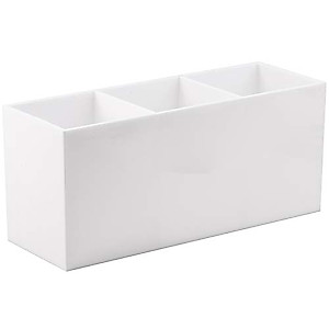 Tbestmax Makeup Brush Holder Organizer Cosmetic Brushes Container Storage 3 Slots - Great for Vanity (White)