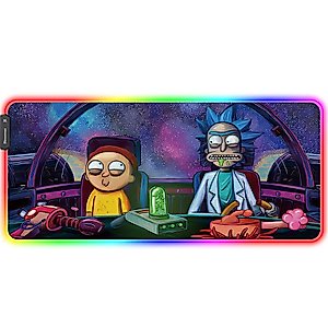 Gaiamat XXL RGB Gaming Mouse Pad,Large LED Anime Mousepad with Non-Slip Rubber Base and Durable Stitched Edges,35.4x15.7IN Mouse Mat Laptop PC Desk Mat(leddrive)