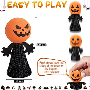 Letapapa Halloween Party Favors for Kids, 24 Pcs Jumping Popper Spring Launchers Toy, Bouncy Halloween Novelty Toys for Treat or Trick Goodie Bag Fillers, Classroom Prizes