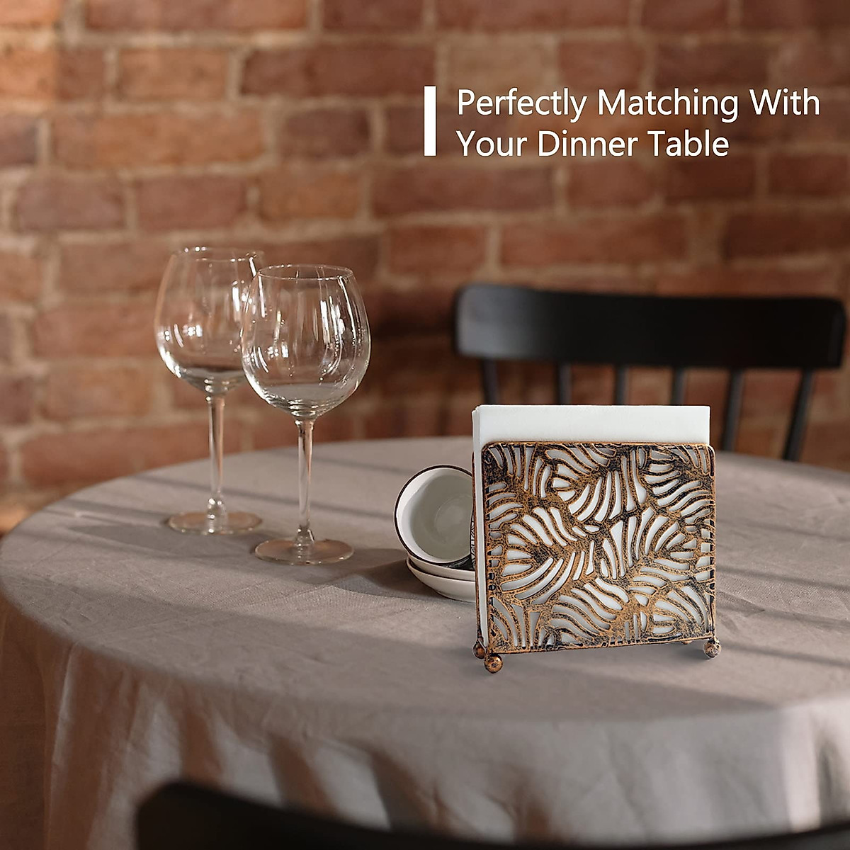 Cast Iron Classic Vintage Bronze Gold Leaves Napkin Holder For Table/Tabletop Freestanding Tissue Dispenser