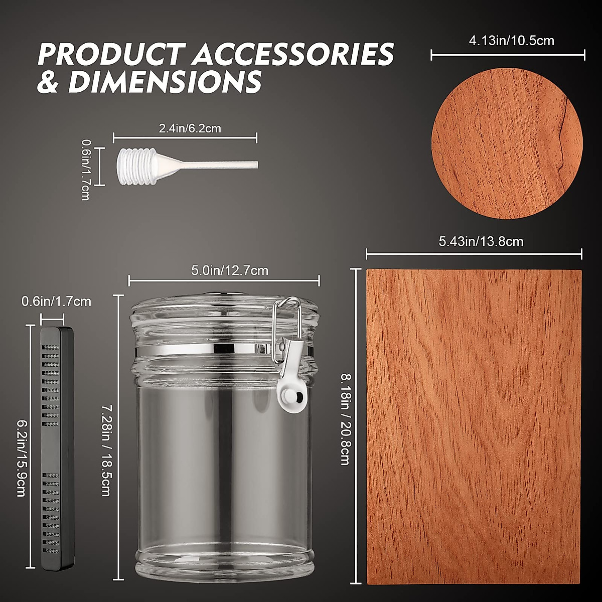 XIFEI Acrylic Humidor Jar with Humidifier and Hygrometer,humidor That can Hold About 18 Cigars (Clear)