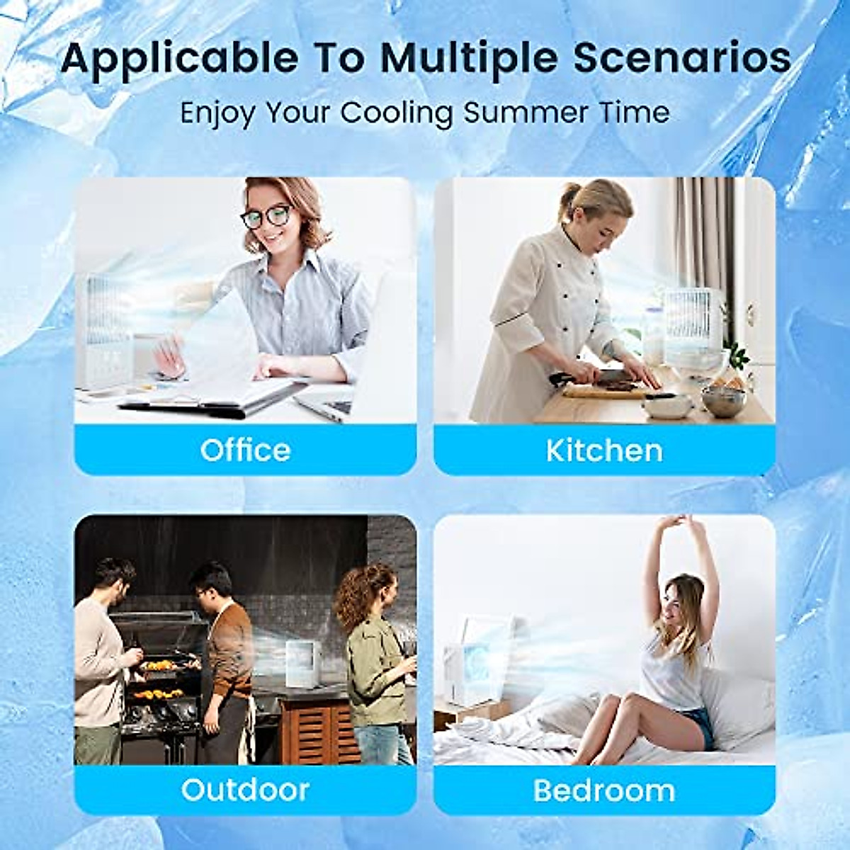 Portable Air Conditioner Fan, Ultra Quiet&Strong Airflow Personal Small Evaporative Air Cooler with 3 Speeds LED Light, 2 Cool Mist&2-8H Timer, Desk Cooler Fan for Room Office Camping, FERRISA (White)