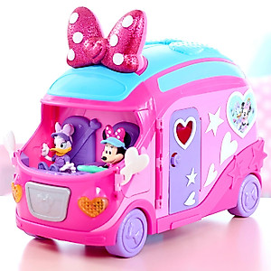 Disney Junior Minnie Mouse Bows-A-Glow Rolling Glamper 13-piece Figures and Playset, Kids Toys for Ages 3 Up, Amazon Exclusive by Just Play