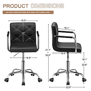 VECELO Rolling Work Chair for Home Office Desk Adjustable Height with Wheels for Study/Task 360°Swivel, Mid Back, Set of 1, Black