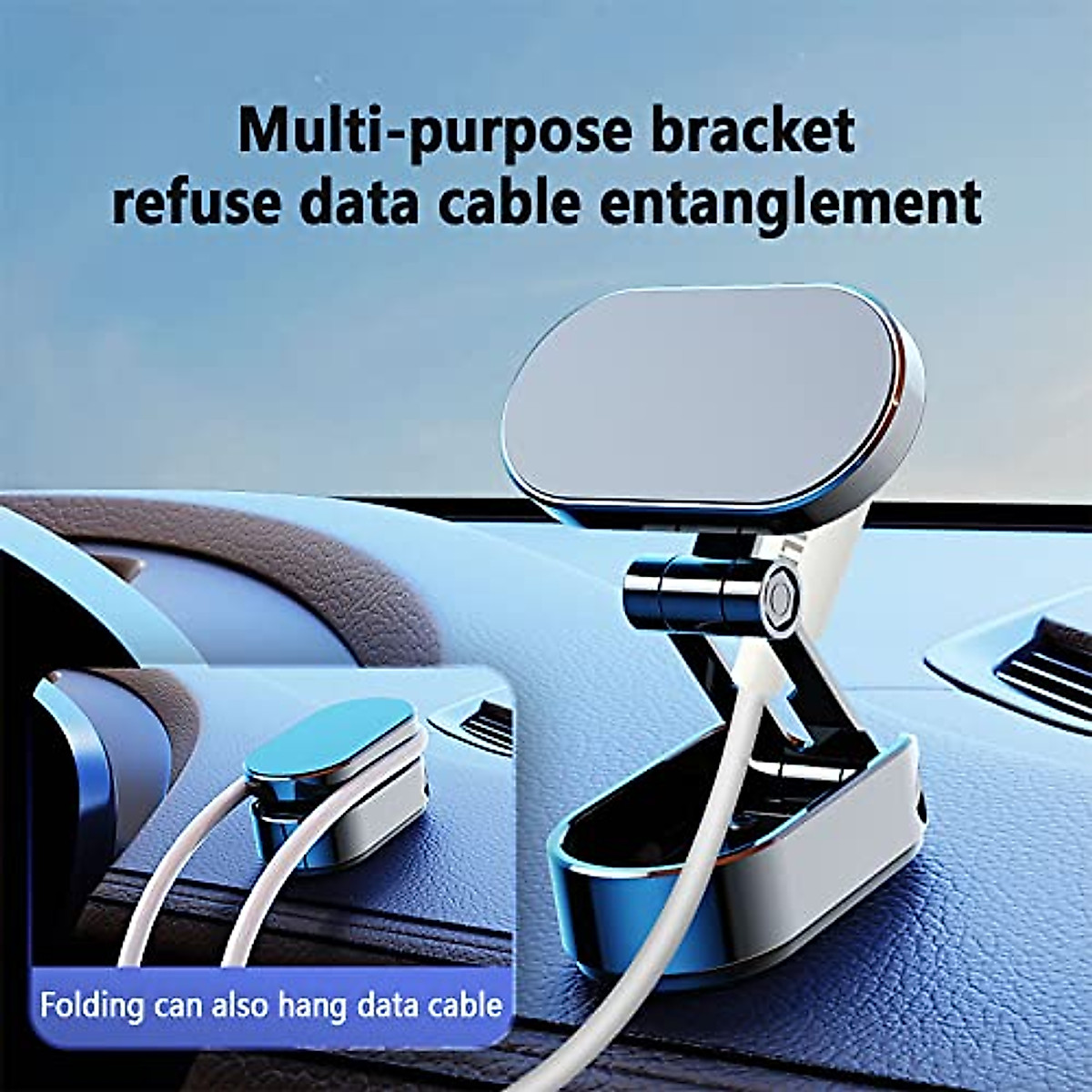 NHHC Magnetic Phone Holder for Car,Foldable Phone Mount 360°Rotation 6 Super Strong Magnets,Magnet for car Dashboard Phone Holder Magnetic Car Mount for iPhone and All Smartphone (Silver)