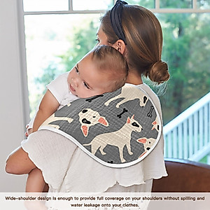 YYZZH Bull Terrier Pitbull Dog and Bone Muslin Burp Cloths for Baby 2 Pack 100% Cotton Baby Washcloths Bibs for Boy Girl