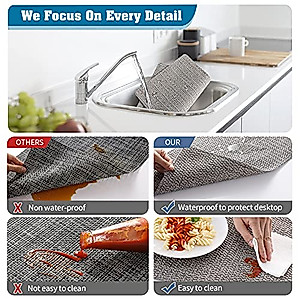 Tineeba PVC Placemats, Set of 6, Washable Dining Table Mats, Heat-Resistant, Easy to Clean, Non-Slip, Kitchen & Kids & Outdoor (Gray)