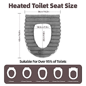 Heated Toilet Seat Cover,USB Powered Toilet Seat Warmer with Charger,5-Speed Adjustable Temperature and Timing Function,Levels Toilet Seat Cover with Soft Plush Fabric,Easy To Clean and Installation