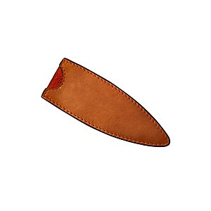Deejo - Deejo Leather Sheath, 0.9 oz, Natural - Genuine Calf Leather - Light Brown Tanned Color with Orange Stitching - Protecting and Safely Carrying your Pocket Knife