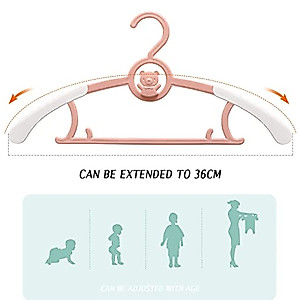 Baby Hangers 20pcs Adjustable Non-Slip Children Baby Nursery Closet Hangers Children Coat Hanger Extendable Laundry Infant Hangers for Girl Boy Toddler Child Newborn Laundry Gifts(20 pcs, Brown+Green)