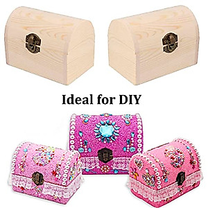 Hsiwto Plain Unfinished Wood Box, Unpainted Wooden Jewelry Box DIY Craft Storage Treasure Chest Toy Case