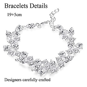 LOYALLOOK Crystal Bridal Jewelry Set for Women Rhinestone Necklace Earrings Bracelet Wedding Bridesmaid Gifts fit with Wedding Dress