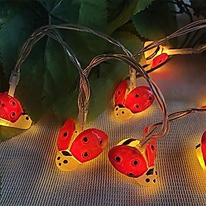 ZLYPSW 20 LED Ladybug Shape String Lights Battery Holiday Wedding Christmas Decoration lamp for Home Balcony Courtyard Garden