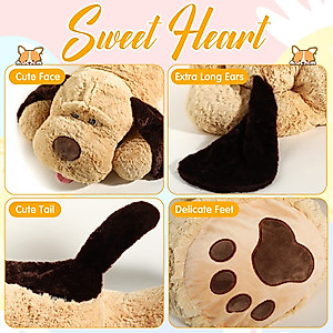 HyDren 55 Inch Giant Puppy Dog Stuffed Animal Large Plush Dog Pillow Soft Stuffed Dog Huge Stuffed Animal Pillow Big Plush Toy for Boys Girls Adults Birthday Holiday Presents