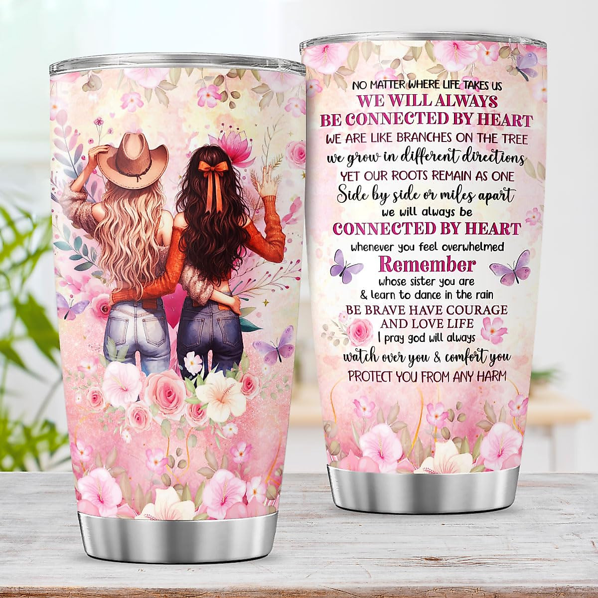 HUBUPU Women Tumblers For, Tumbler 20 Oz With Lid And Straw, Holiday and Christmas Gifts, My Bestie No Matter