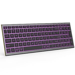 VIVEFOX Bluetooth Wireless Backlit Keyboard for 3 Device, Rechargeable Keyboard QWERTY Cordless Ultra-Thin Silent Keyboard for PC, Laptop, Tablet, MacBook, iPad, iMac, Smartphone, Space Gray