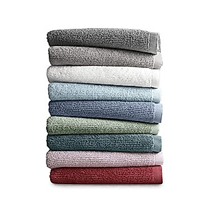 NY Loft 100% Cotton Quick Dry Towel Set | Textured Bathroom Towels | Highly Absorbent and Durable Towel Set | Greenwich Collection (6 Piece Towel Set, Lilac Snow)