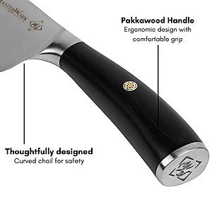 MasterWork Origin Series Chef Knife - 8 Inch Full Tang Blade - Forged High Carbon German Stainless Steel - Professional Ultra Sharp Kitchen Knife