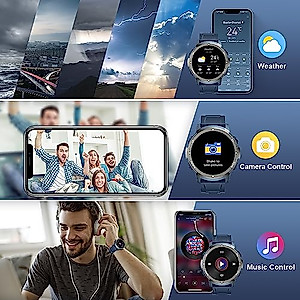 Basznrty Smart Watch for Men Fitness: (Make/Answer Call) Bluetooth Military Smartwatch for Android iPhone Phones Waterproof Outdoor Tactical Digital Sport Run Watches Tracker Sleep Heart Rate Monitor