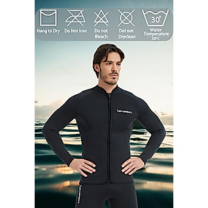 Lemorecn Men’s 3mm Wetsuits Jacket Long Sleeve Neoprene Wetsuits Top(2031blackXL)