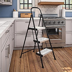 COSCO Three Step Folding Step Stool with Rubber Hand Grip