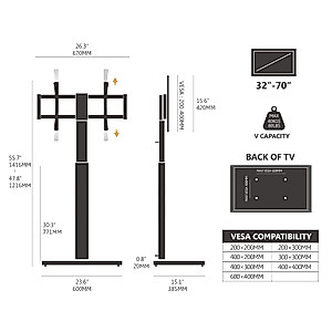 FITUEYES Swivel Floor TV Stand for 32 to 70 Inch TVs Tall Universal TV Stand Mount with Sturdy Wood Base, Space Saving for Corner Bedroom White
