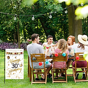 RoadSea Happy 30th Birthday Garden Flag - Adult Girl Boy Thirty Years Old Birthday Yard Lawn Sign - 30th Birthday Party Garden Banner Indoor Outdoor Decoration Supplies - Double Sided 12" x 20" (30th)