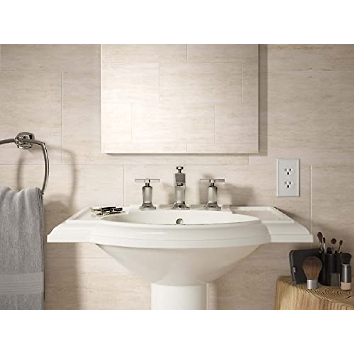 KOHLER 16232-3-CP Margaux 1.2 gpm Bathroom Sink Faucet with Cross Handles, Widespread, Polished Chrome