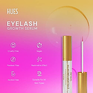 Hues Premium Eyelash Serum (5ML) - Lash Serum Boosts Lash for Fuller, Longer, Thicker Looking Eyelashes, Lash Enhancing Serum for Natural Lashes.