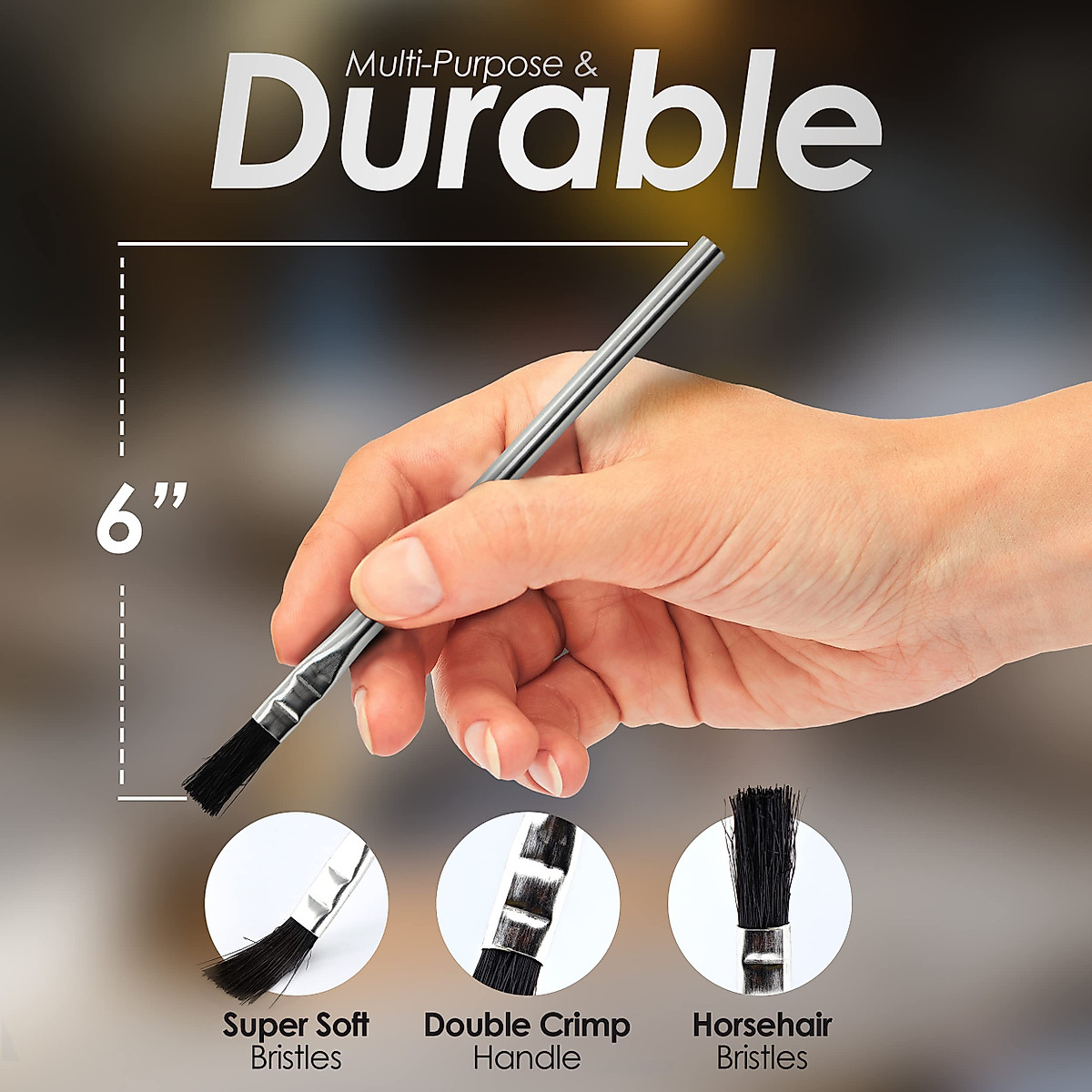 Acid Brushes - 36 Count 3/8 Inch Horsehair Acid Flux Brushes, Disposable Glue Brushes for Woodworking, Epoxy Brushes for Resin, Great for Crafting, Soldering, in The Home, and School, or Shop