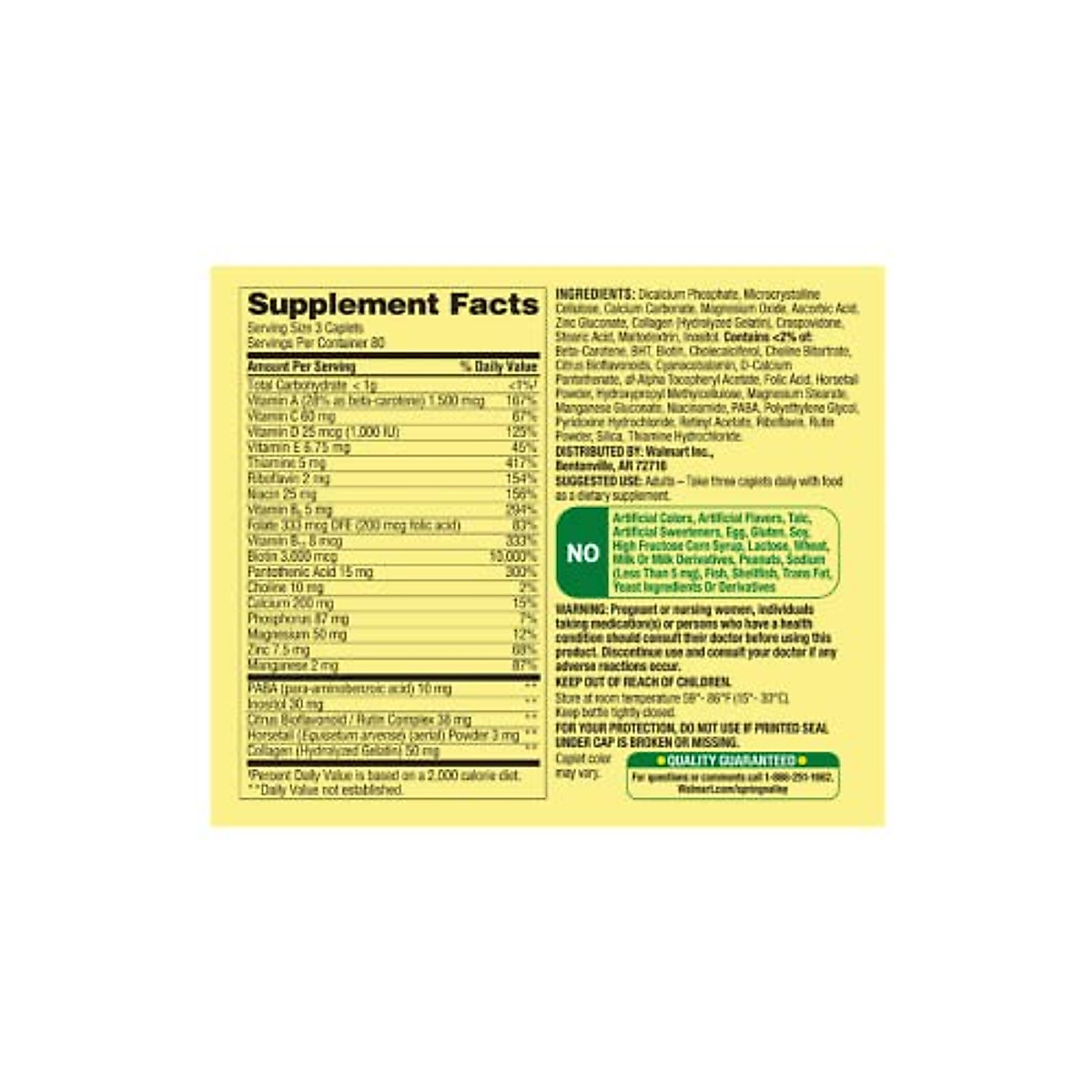 Spring Valley Hair, Skin & Nails Caplets, 240 Count + STS Fridge Magnet.