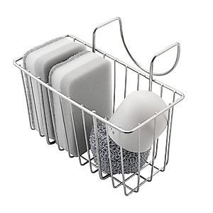 Fafcitvz Kitchen Sponge Holder, Sink Caddy Brush Soap Dishwashing Drainer Rack Dish Draining Sink Basket