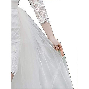 Women Wedding Maxi Tulle Skirts Detachable Train Overskirt Overlay Long Bridal Floor Length Ivory