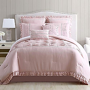 Amrapur Overseas Antonella 8-Piece Pleated Comforter Set (King, Mauve)