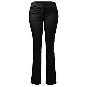 Design by Olivia Women's High Waist Comfy Stretchy Bootcut Trouser Pants Black L
