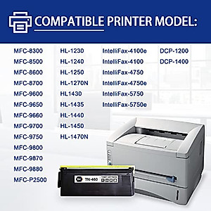 BERYINK TN460 Compatible TN-460 Toner Cartridge Replacement for Brother MFC-8500 8700 9650 9700 9800 9880, IntelliFax-4100e 4750 5750, HL-1230 1250 1430 1440 1470N Printer Toner (2-Pack, Black)
