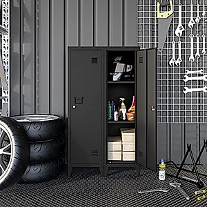 Metal Locker Storage Cabinet Lockable File Cabinet Kids Lockers Cabinet with 3 Shelves for Bedroom School Gym Office Garage