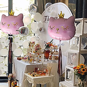 Pink Cat Balloons Crown Cat Party Decorations 2 Pcs 30 Inch Kitten Balloon Cartoon Cat Birthday Party Supplies Kitty Cat Themed Birthday Party Supplies Ballon Decor