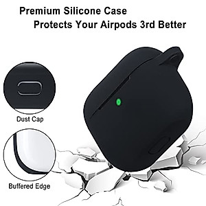 Wonjury Case for Airpods 3 (Not Fit Pro), Silicone Beaded Wristlet Apple Airpod 3 Cover for Girl Women, Skin for 2021 Apple Air Pod 3 Wireless Charging Case with Bracelet Keychain - Black