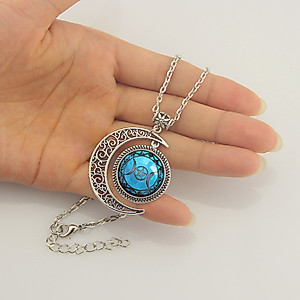 Beautiful Season DIY Blue Triple Goddess necklace Pendant Wiccan Pentagram Jewelry Moon gift Girls for woman girlfriend bridesmaid wedding
