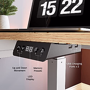 EUREKA ERGONOMIC L Shaped Standing Desk with Keyboard Tray, 61" Electric Height Adjustable Computer Desk with Monitor Stand & LED Strips, Dual Motor Sit Stand Up Corner Gaming Desk, Right/Maple